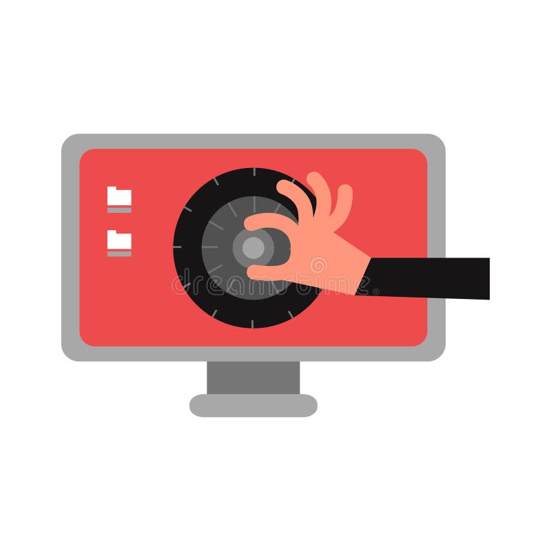 Hacker Cracking Safe Composition Stock Vector - Illustration of ...
