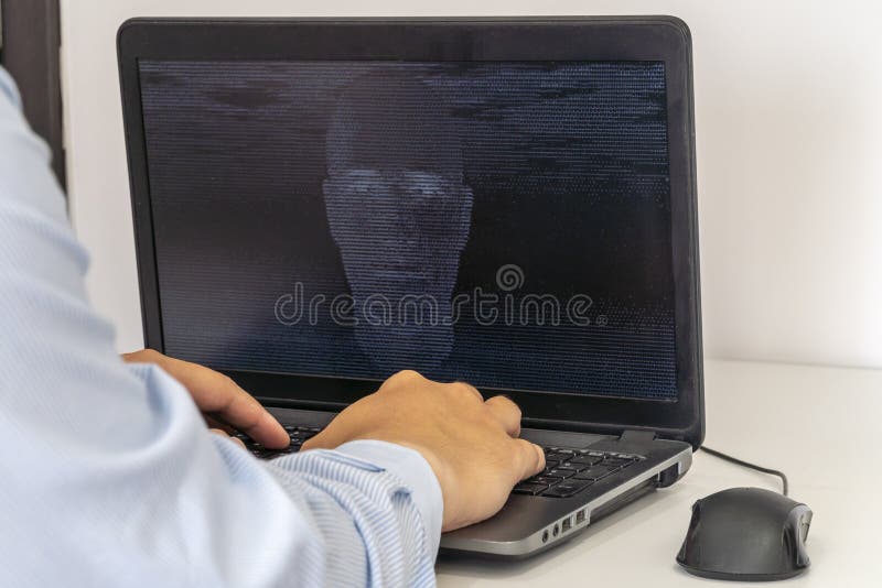 Hacker Creating an Arjpgicial Intelligence Software Program Stock Image ...
