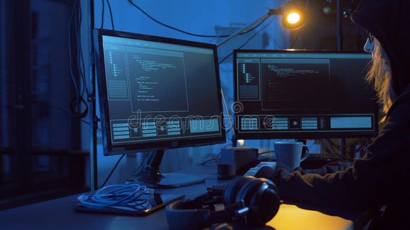 Hacker Creating Computer Virus for Cyber Attack Stock Footage - Video ...