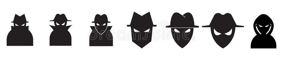 Hacker Crime Spy Anonymous Detective or Inspector Icon Silhouette Stock ...