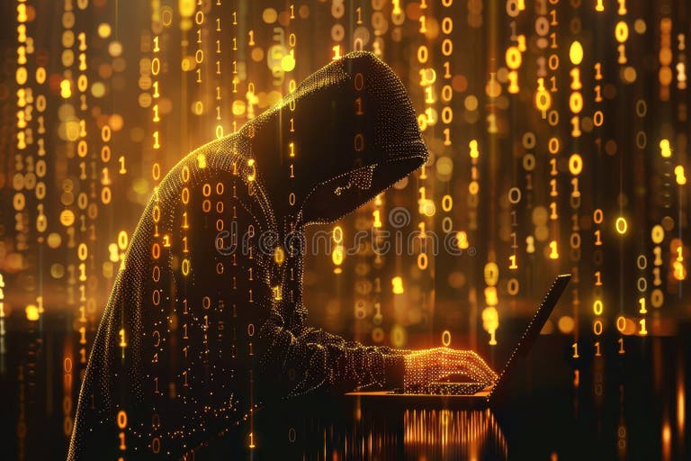 Hacker and Cyber Attack Concept. Hacker Making Virus Send To Network ...