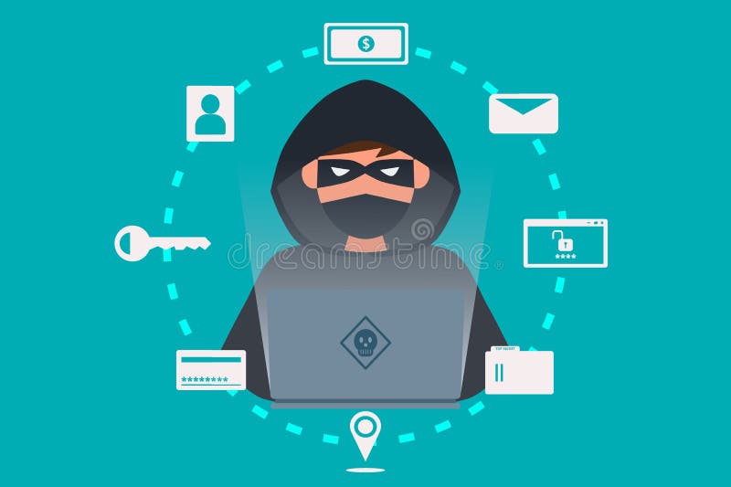 Hacker or Cyber Criminal with Laptop Stealing User Personal Data ...