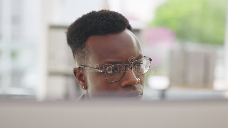 Hacker Cyber Security Or Serious Black Man Programmer For Thinking Coding Or Ux Web Designer