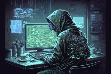 Hacker Cyberpunk Computer Room Cybercrime Code Stock Illustration ...
