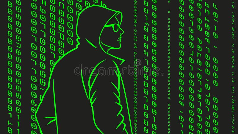 Hacker in Cyberspace, Digital Security Concept Illustration Vector ...