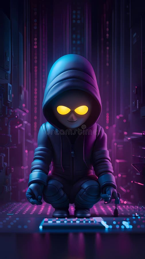 Hacker 3d Cartoon Character Illustration AI Generated Stock ...