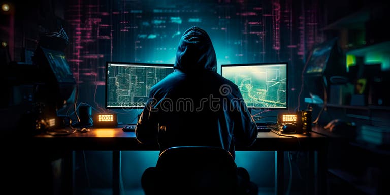 Hacker in a Dark, Underground Setting, Highlighting Cybersecurity ...