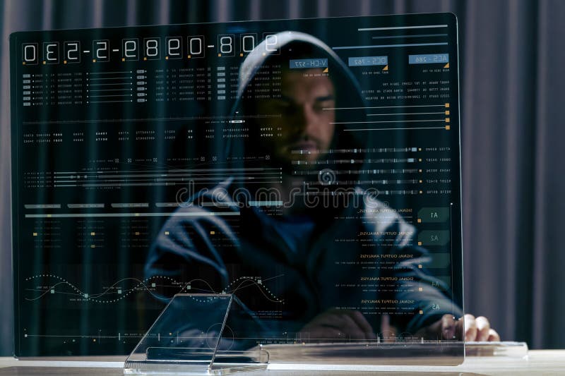 Hacker in Black Hood and Computer Trying To Carry Out a Cyberattack ...
