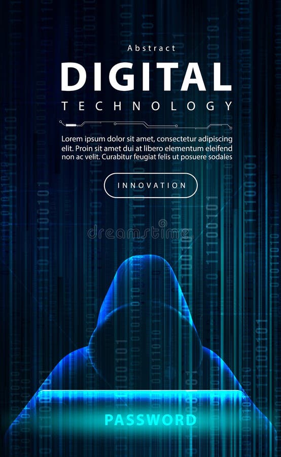 Hacker Data Security Technology Blue Background Data Secure Theft Crime Hack Digital Tech
