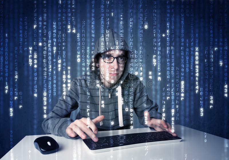 Hacker Decoding Information from Futuristic Network Technology Stock ...