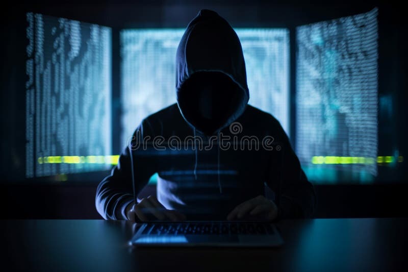 Hacker, Der an Einem Computercode Mit Laptop Arbeitet Stock Abbildung ...