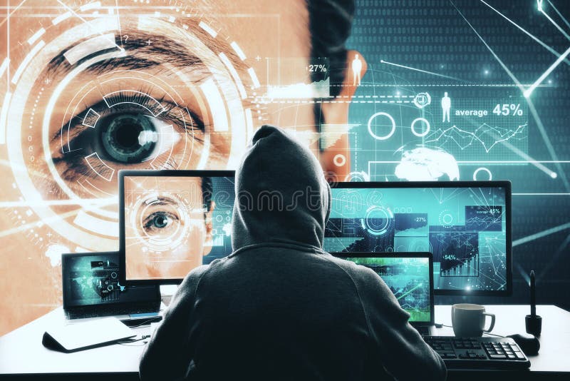 Hacking, Face ID and Access Concept Stock Photo - Image of cyber ...