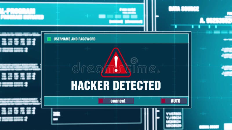 66 Hacker Detected Warning Notification On Digital Security Alert On Screen Stock Footage