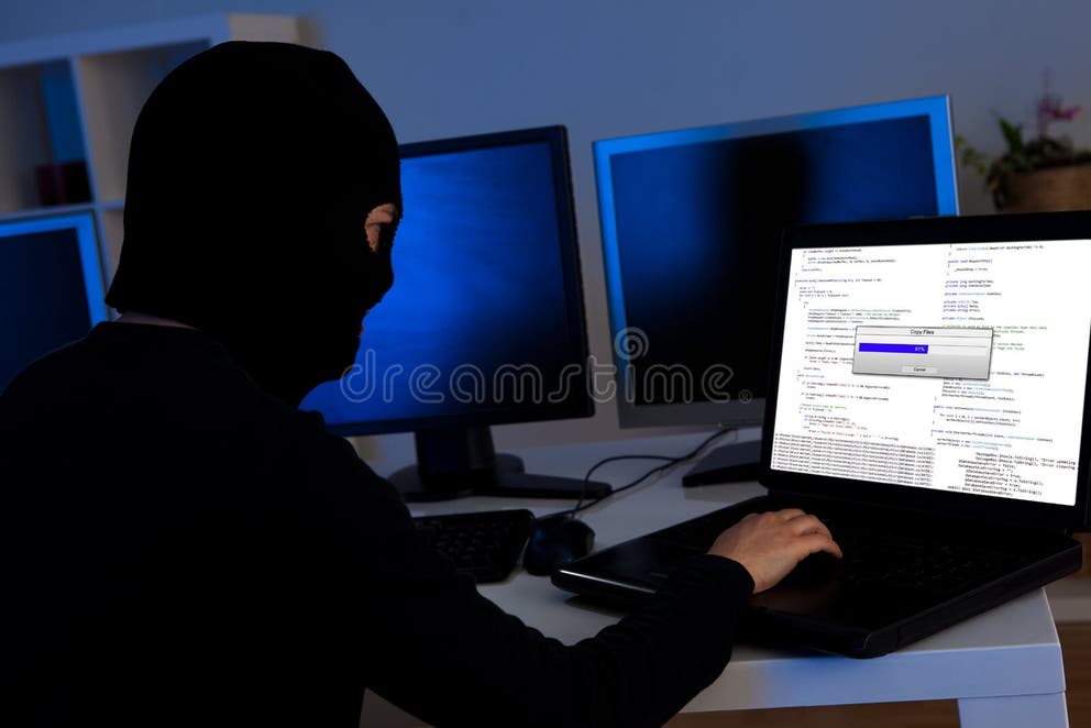 Hacker Downloading Information Off a Computer Stock Image - Image of ...