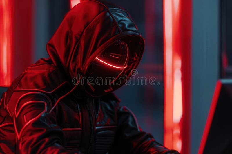 A Hacker Dressed in a Futuristic Halloween Costume Breaking into a ...