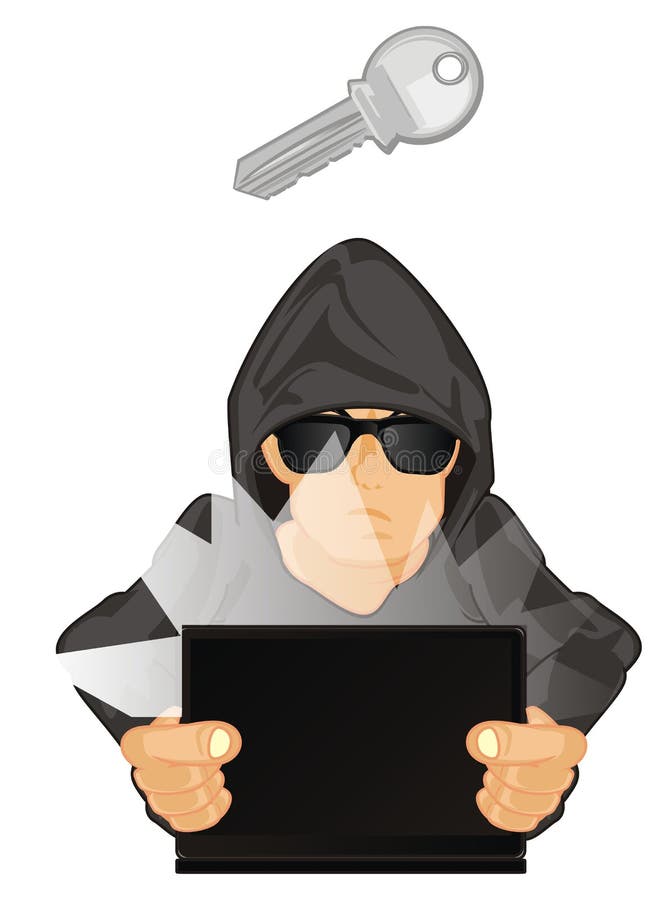 Hacker e grandes letras ilustração stock. Ilustração de erro - 118073213