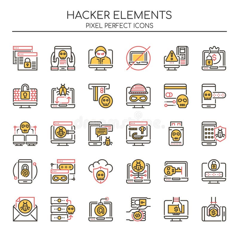 Hacker elements stock vector. Illustration of security - 58095085