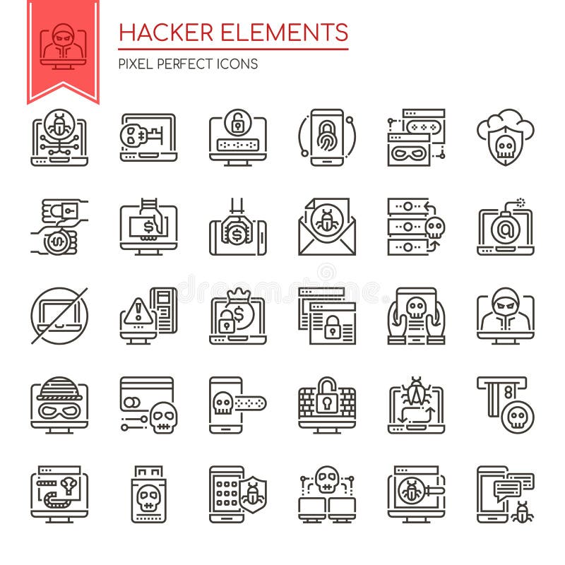 Hacker elements stock vector. Illustration of security - 58095085