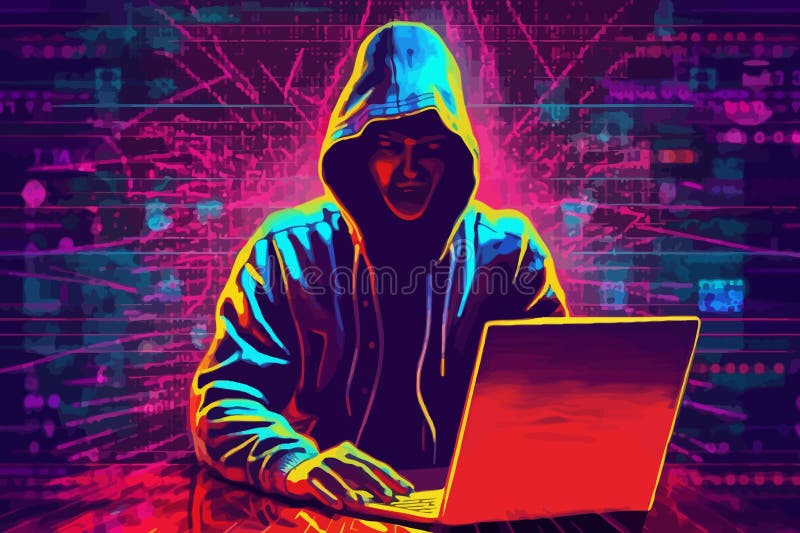 Hacker En Hoodie Que Rompe En El Servidor De Datos Tema Oscuro Stock de ...