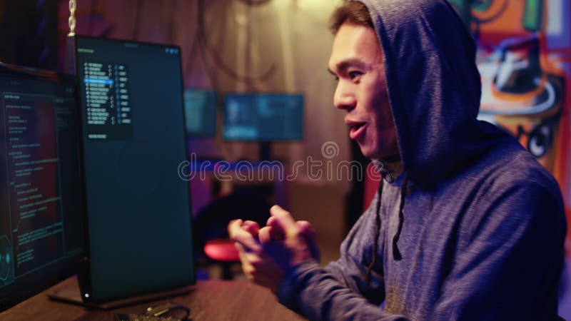 Hacker Excited after Developing Exploit Stock Video - Video of steal ...