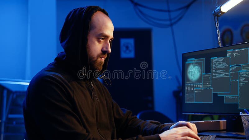 Man Engineer Verifying Big Data Ai Brain Stock Image Image Of Script