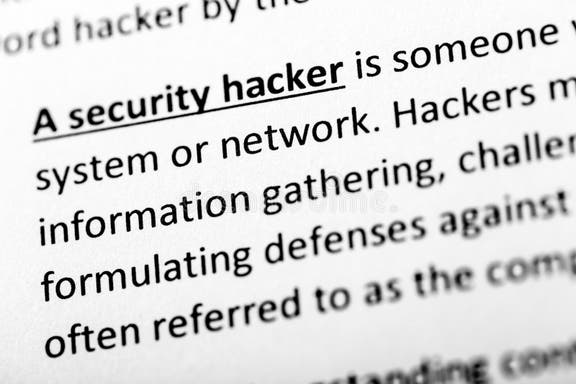 Hacker Explanation or Description in Dictionary or Article. Stock Photo ...