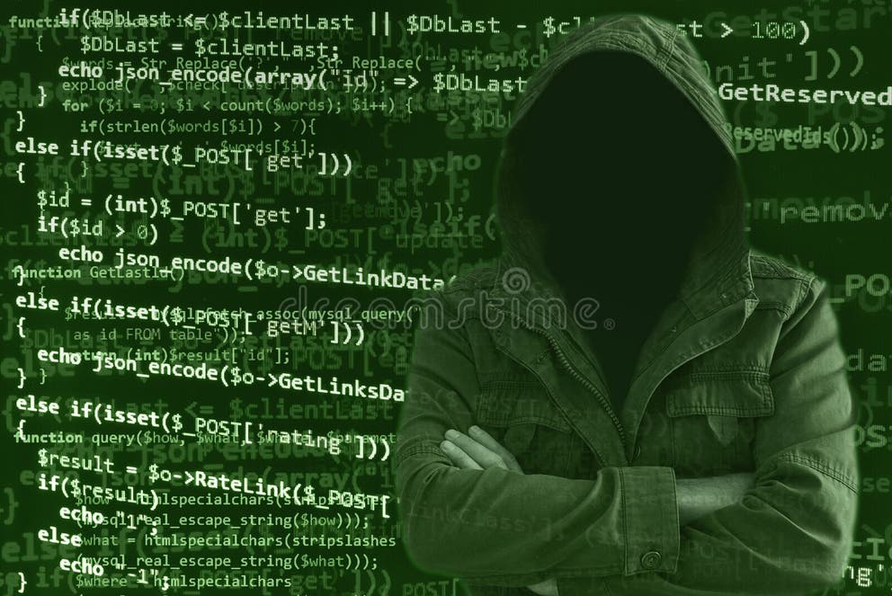 Hacker without Face Surrounded by Programming Code Stock Image - Image of business, network ...