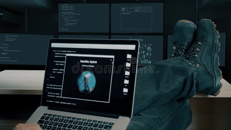 Tracing Contact. Hacking and Technology Concept. Establishing Satellite Uplink. Stock Video ...