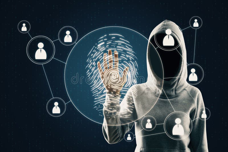 Hacker with fingerprint stock image. Image of circuit - 151238937