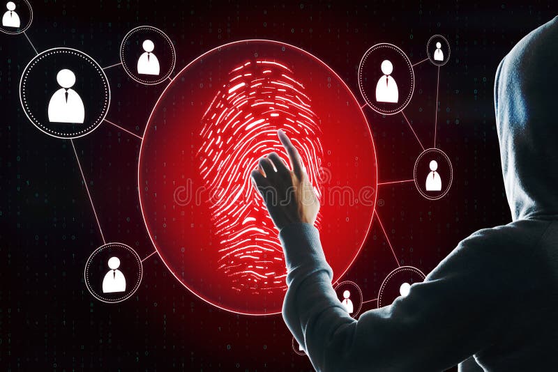 Hacker with fingerprint stock photo. Image of digital - 151891878