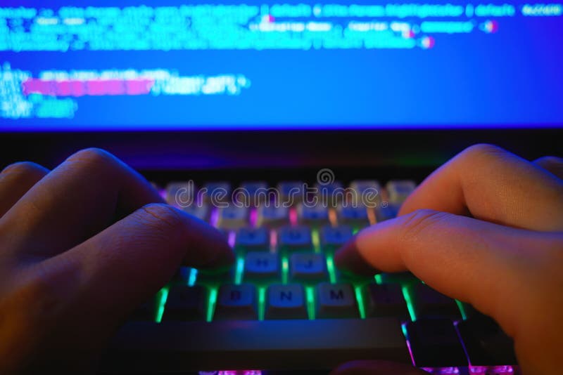 Hacker Fingers on Computer Keyboard Backdrop Stock Image - Image of ...