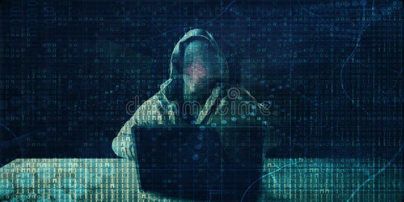 Hacker in Front of Computer Stock Illustration - Illustration of hacker ...
