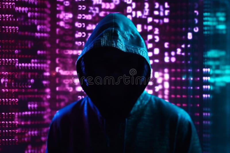 Hacker Front of His Computer Committing Digital Cybercrime. Generative ...