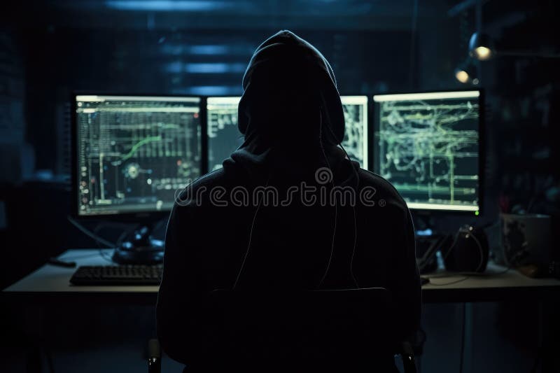 Hacker in Front of a Laptop. Cyber Attack Concept Stock Illustration ...