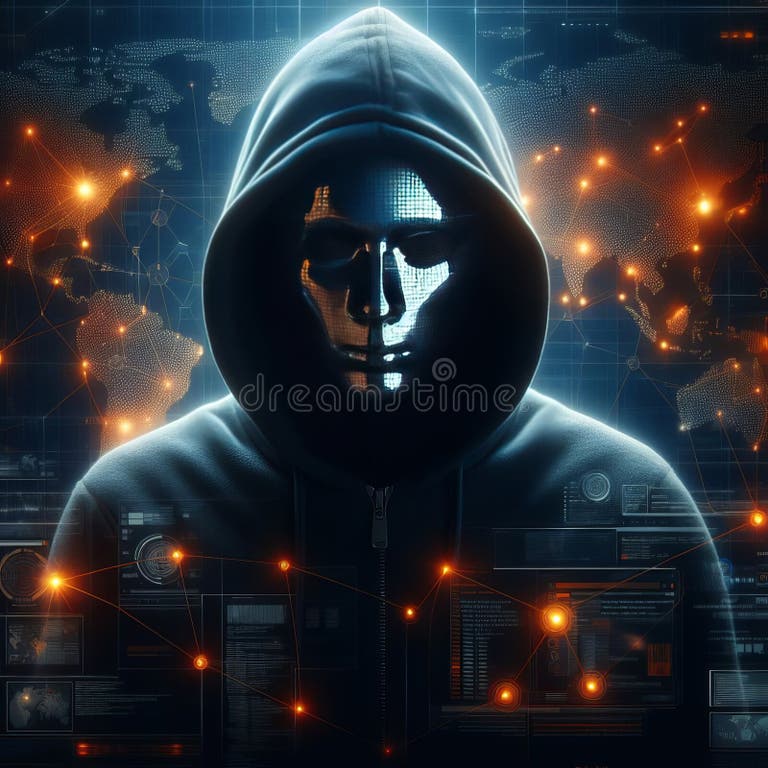 Hacker with Global Network Interface Stock Image - Image of global ...