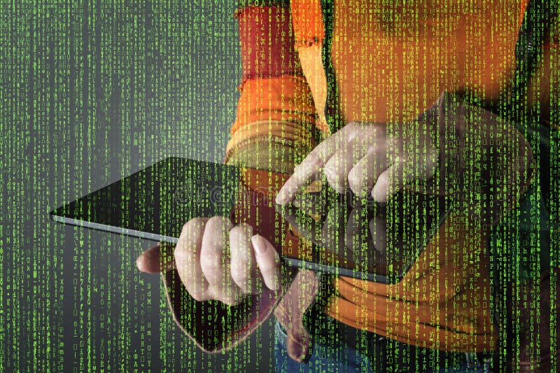 Hacker with Graphic User Interface Around. Stock Illustration ...