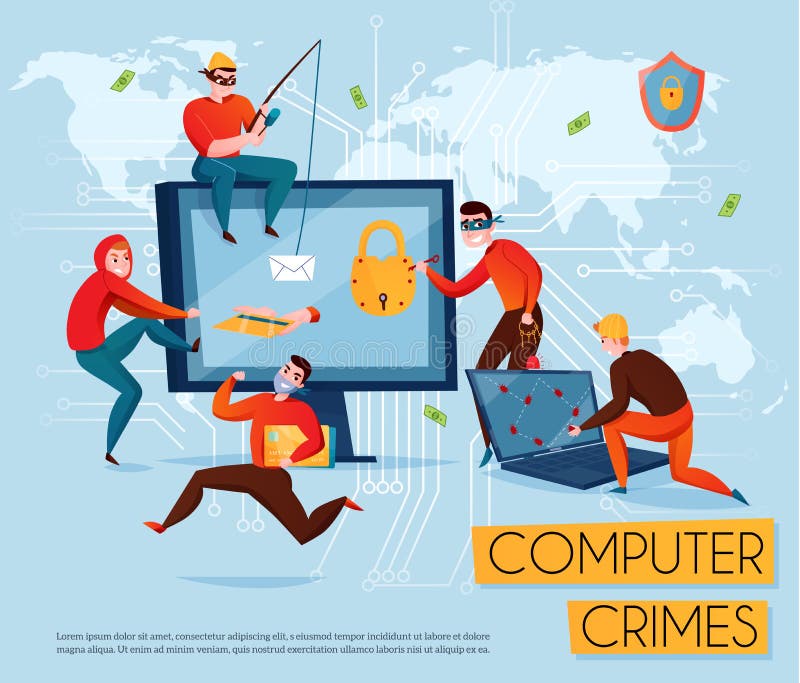 Hacker Group Illustration stock vector. Illustration of monitor - 133440220