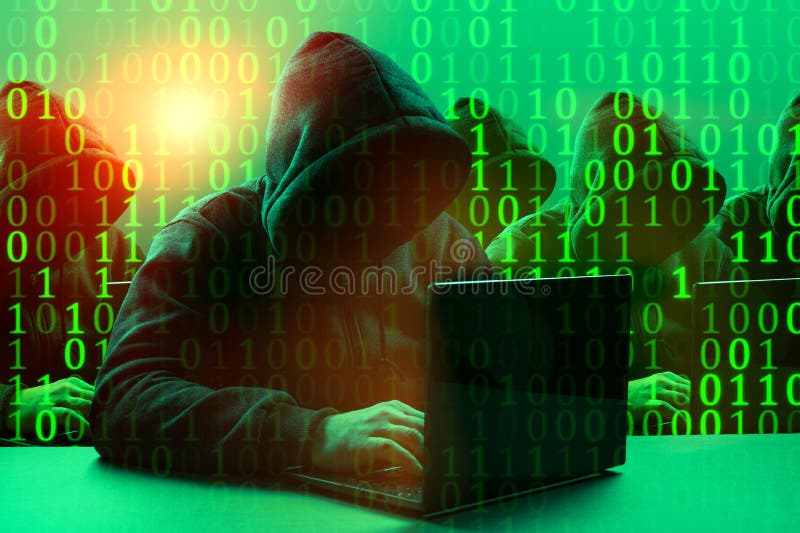 Hacker Group. Dangerous Hooded Group of Hackers. Internet, Cyber Crime ...
