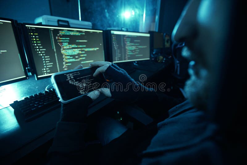 Hacker Guessing the Password from Computer Stock Image - Image of ...