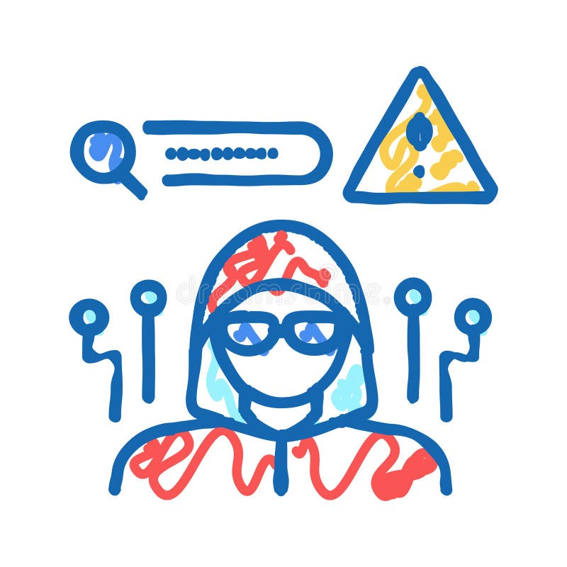Hacker Hacked Password Icon Doodle Illustration Stock Illustration ...