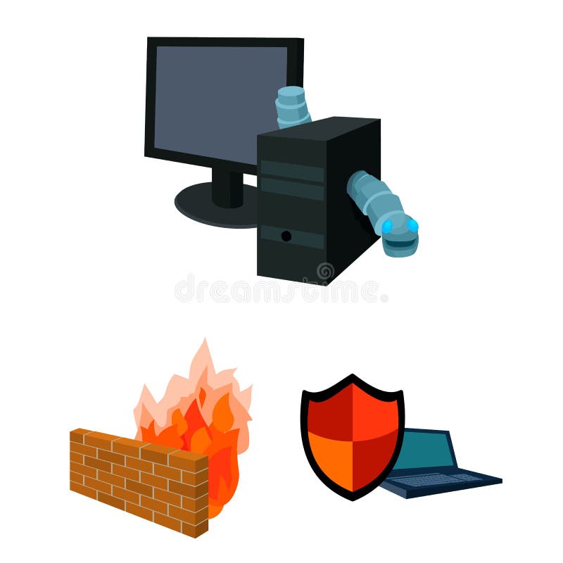 Hacker and Hacking Cartoon Icons in Set Collection for Design. Hacker ...