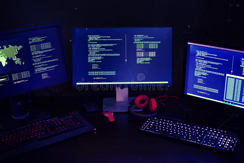 Hacker Hacking a Coding Cyberspace Information Stock Photo - Image of ...