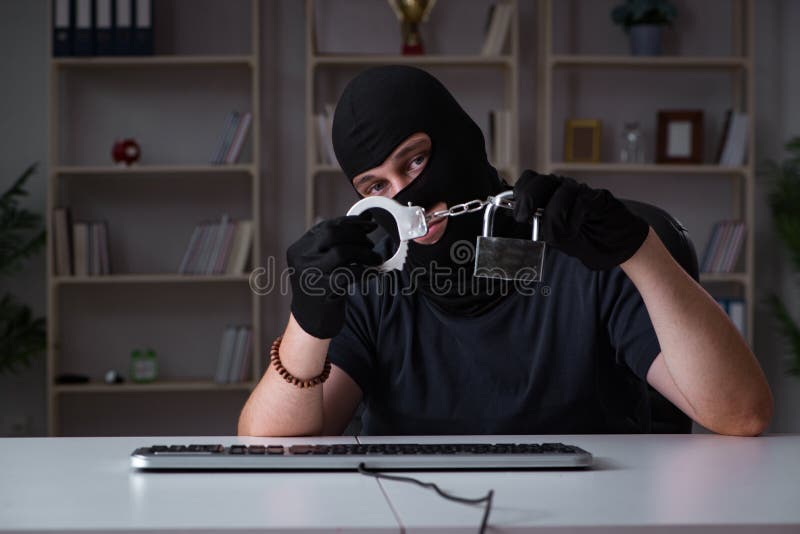 The Hacker Hacking Computer Late at Night Stock Image - Image of ...