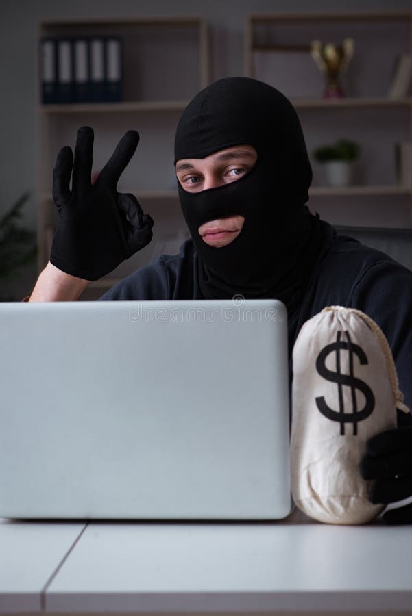 The Hacker Hacking Computer Late at Night Stock Image - Image of data ...