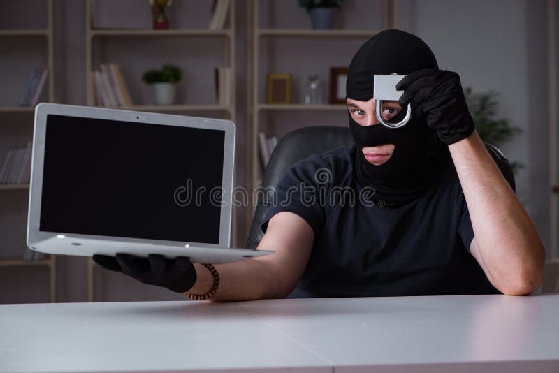 The Hacker Hacking Computer Late at Night Stock Image - Image of ...