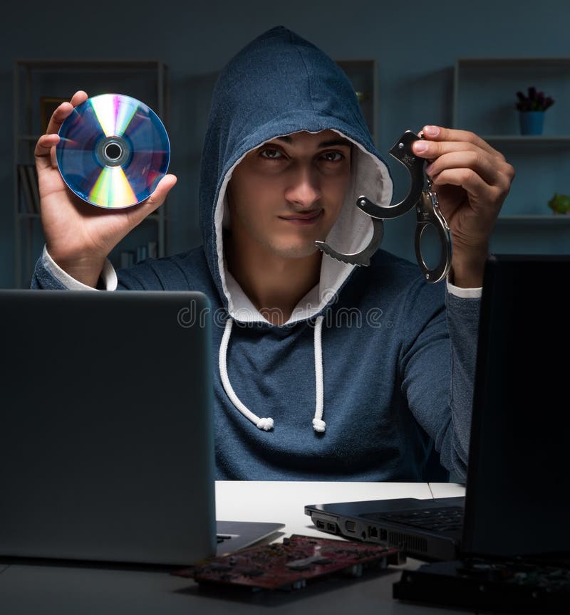 Hacker Hacking Computer at Night Stock Image - Image of disk, data ...