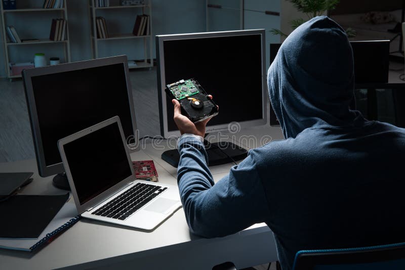 The Hacker Hacking Computer at Night Stock Photo - Image of fraud ...