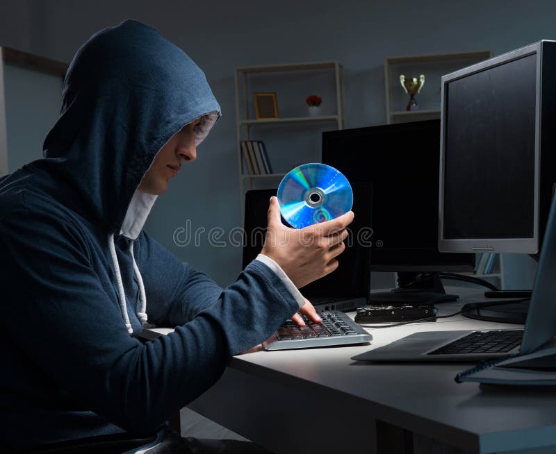 Hacker Hacking Computer at Night Stock Image - Image of hacking ...