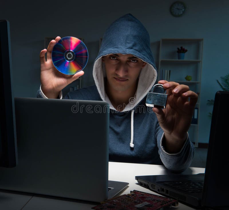 Hacker Hacking Computer at Night Stock Photo - Image of hack, access ...
