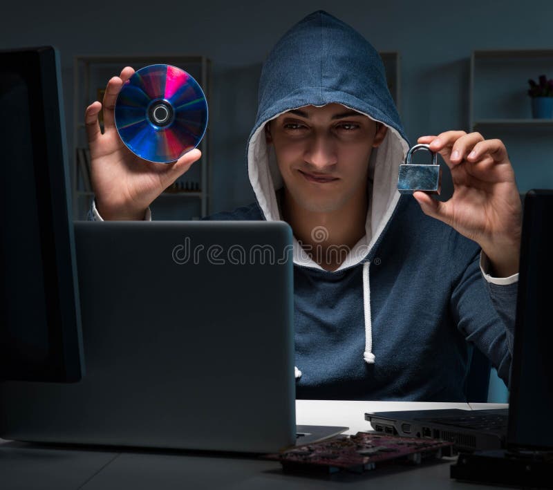 Hacker Hacking Computer at Night Stock Image - Image of phishing ...